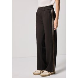 Stoffhose STREET ONE STUDIO, Damen, Gr. 36, Länge 30, schwarz auburn braun, Stoff, 67% Viskose, 26% Polyester, 7% Elasthan, unifarben, comfort fit lang, Hosen, Middle Waist