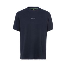 T-Shirt BOSS Green "Tee", Herren, Gr. L, blau (dunkelblau402), Single Jersey, Obermaterial: 100% Baumwolle, unifarben, oversize normal, Rundhals, eingesetzt normaler Saum, Shirts, mit Rundhalsausschnitt