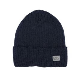 Strickmütze CAPO, Damen, Gr. L/XL, blau (navy), Rippstrick, Wolle, unifarben, Mützen, mit Merinowolle, atmungsaktiver Tragekomfort, gefüttert