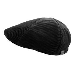 Schiebermütze CAPO, Damen, Gr. S/M, schwarz, Cord, Baumwolle, unifarben, Mützen, Gummizug hinten, Cord-Optik