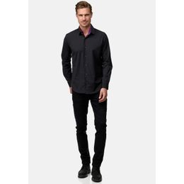 Langarmhemd Rusty Neal, Herren, Gr. 6XL, EURO-Größen, schwarz (blau, schwarz), 60% Baumwolle, 37% Polyester, 3% Elasthan, unifarben, Hemden, mit trendigem Farbkontrast