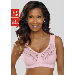 Entlastungs-BH Petite Fleur, Damen, Gr. 85, Cup E, rosa (rosé, weiß), Spitze, Obermaterial: 55% Baumwolle, 40% Polyamid, 5% Elasthan, BHs, ohne Bügel, mit eleganter Spitze, Basic Dessous