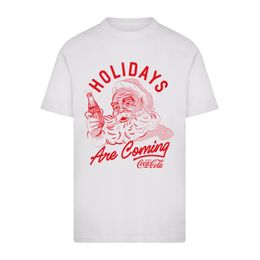 T-Shirt F4NT4STIC "Coca Cola Holidays Are Coming 2", Herren, Gr. L, weiß, Obermaterial: 100% Baumwolle, regular fit, Rundhals, ohne Bündchen, Shirts, Official Merch
