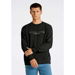 Sweatshirt LINDBERGH "LINDBERGH Sweatshirt", Herren, Gr. L, schwarz 424, Obermaterial: 85% Baumwolle, 15% Polyester, l&auml;ssig geschnitten, Sweatshirts Sweatshirt