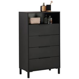 Highboard Inova, Anthrazit, Schwarz, Metall, 4 Schublade(n) Schubladen, 60x103.5x33 cm, Made in Germany, Beim&ouml;bel erh&auml;ltlich, stehend, Wohnzimmer, Kommoden & Sideboards, Highboards