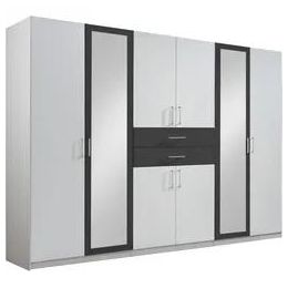 Kleiderschrank wimex "Diver Drehtürenschrank mit Spiegel, 180, 225 o. 270cm breit", weiß (weiß, graphit, griffe alu), B:270cm H:207cm T:58cm, Schränke, Bestseller Schlafzimmerschrank wahlweise 3 Innenausstattungen, Topseller