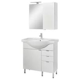 Badmöbel-Set Welltime "Granada Waschplatz 80", weiß, B:80cm H:84cm T:33cm, MDF, Spanplatte, Kastenmöbel-Sets, hängende oder stehende Montage möglich