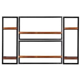 SIT-MÖBEL Wandregal SIT "Panama", schwarz (schwarz, natur), B:125 H:75 T:25, Massivholz, Metall, Regale