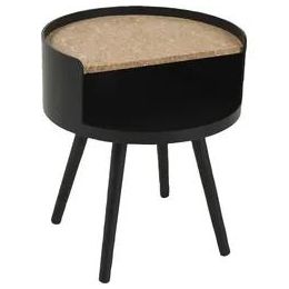 Möbilia Beistelltisch HOME AFFAIRE, schwarz (schwarz, schwarz, natur), B:40cm H:46cm T:40cm, MDF mit Kork, Pinie, Tische, mit Stauraumfach und Ablage aus Kork