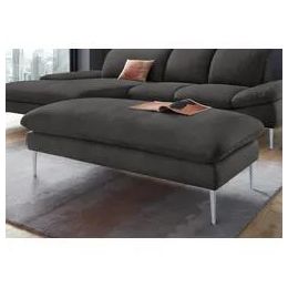 Hocker W.Schillig "enjoy&MORE", grau (anthrazit r66), B:151cm H:45cm T:71cm, Chenille-Flachgewebe R66 (85% Polyester, 15% Nylon);Longlife Xtra-Leder Z59: Glattleder mit modischer Prägung. Hautstärke 0, 9 - 1, 1 mm;Stoff S37 (100% Polyester), Hocker, Füße silber matt, Breite 151 cm