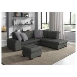 Sit & More Ecksofa SIT & MORE "Luxor L-Form", grau (graphite), B:259cm H:82cm T:224cm, Luxus-Microfaser ALTARA NUBUCK (100% Polyester);Soft clean (98% Polyester, 2% Polyamid);Struktur fein (100% Polyester), Sofas, wahlweise mit Bettfunktion, Stauraum und Kopfteilverstellung