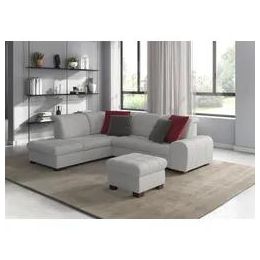 Sit & More Ecksofa SIT & MORE "Luxor L-Form", silber, B:259cm H:82cm T:224cm, Luxus-Microfaser ALTARA NUBUCK (100% Polyester);Soft clean (98% Polyester, 2% Polyamid);Struktur fein (100% Polyester), Sofas, wahlweise mit Bettfunktion, Stauraum und Kopfteilverstellung