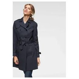 Trenchcoat Aniston CASUAL, Damen, Gr. 38, blau (marine), Web, Obermaterial: 100% Baumwolle. Futter: 100% Polyester, unifarben, figurumspielend ca. Mitte Oberschenkel, verstellbar, M&auml;ntel, mit G&uuml;rtel zum Regulieren, Topseller
