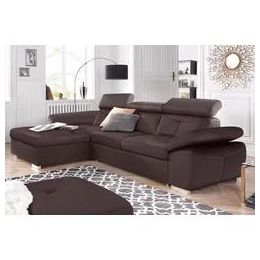 Ecksofa exxpo - SOFA FASHION "Spring, super bequem, mit Armteil- und Kopfteilfunktion, OTTOs Choice", braun, B:284cm H:81cm T:181cm, Luxus-Microfaser (100% Polyester);Struktur (100% Polyester);NaturLEDER (echtes Rindsleder) in Sitz und Rücken. Korpus in passendem Kunstleder SOFTLUX bezogen, Sofas, L-Form, wahlweise mit Bettfunktion und Bettkasten