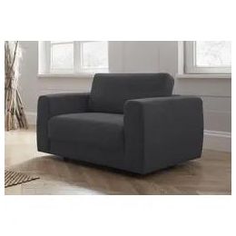 Sessel Andas "Hobro Loungesessel", grau (anthrazit), B:109cm H:60cm T:102cm, Luxus-Microfaser Lederoptik (100% Polyester);Struktur grob (100% Polyester);Samtoptik (100% Polyester), Sessel, Polstersessel, in 3 Bezugsqualitäten in vielen Farben, Design by Morten Georgsen