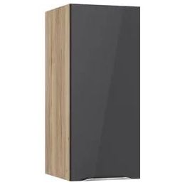H&auml;ngeschrank KOCHSTATION "KS-Aken", grau (anthrazit hochglanz, wildeiche nachbildung), B:30cm H:70,4cm T:34,6cm, Schr&auml;nke, H&auml;ngeschrank