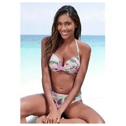 Push-Up-Bikini-Top s.Oliver "Azalea", Damen, Gr. 42, Cup C, rosa (rose, bedruckt), Microfaser, Microfaser, Recycling-Polyamid, floral, Bikini-Oberteile, mit tropischem Druck