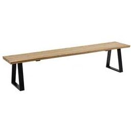 Sitzbank MASSIVLINE & MORE "Oviedo 4", braun (braun, metall pulverbeschichtet schwarz), B:180cm H:46cm T:43cm, Massivholz, Sitzbänke, modernes Design, Gestell aus massivem Metall