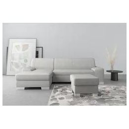 Ecksofa DOMO collection "Anzio L-Form, whlw. Bettfunktion, Federkern, hochwertig, Breite 271 cm", grau (hellgrau), B:271cm H:85cm T:160cm, Sofas, Mit Bettfunktion, Recamiere links, Chenille-Struktur, hellgrau
