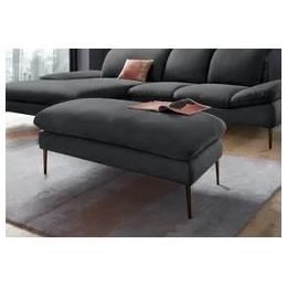 Hocker W.Schillig "enjoy&MORE", schwarz (schwarz z59), B:106cm H:45cm T:71cm, Chenille-Flachgewebe R66 (85% Polyester, 15% Nylon);Longlife Xtra-Leder Z59: Glattleder mit modischer Prägung. Hautstärke 0, 9 - 1, 1 mm;Stoff S37 (100% Polyester), Hocker, Füße bronze pulverbeschichtet, Breite 106 cm