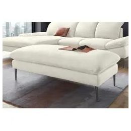 Hocker W.Schillig "enjoy&MORE", weiß (weiß z59), B:151cm H:45cm T:71cm, Chenille-Flachgewebe R66 (85% Polyester, 15% Nylon);Longlife Xtra-Leder Z59: Glattleder mit modischer Prägung. Hautstärke 0, 9 - 1, 1 mm;Stoff S37 (100% Polyester), Hocker, Füße schwarz pulverbeschichtet, Breite 151 cm