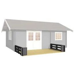 Terrasse Lasita Maja "CAROLINE", grau (carbongrau), B:365cm H:57cm T:200cm, Holzwerkstoff, Gartenhaus-Terrassen, inkl. Fußbodenbretter zum Verlegen