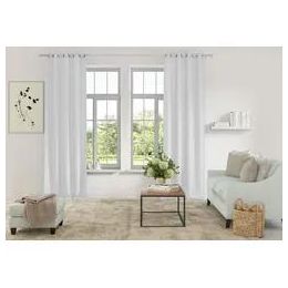 Vorhang my home "Parry" Gr. 4, beige (natur), B:140cm H:245cm, Polyester, Recyceltes Material, Gardinen, 2-er Set, blickdicht, monochrom, basic