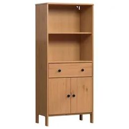 Midischrank Welltime "Kall", gelb (honigfarben lackiert), B:60cm H:138cm T:33cm, Massivholz, Schr&auml;nke, Midischrank, Breites Badregal aus Kiefer-Massivholz - Wei&szlig; oder Braun lackiert