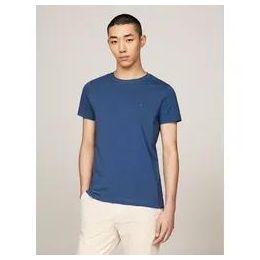 T-Shirt Tommy Hilfiger "STRETCH SLIM FIT TEE", Herren, Gr. XL, blau (aegean sea), Jersey, Obermaterial: 96% Baumwolle, 4% Elasthan, slim fit normal, Rundhals, Shirts, mit Rundhalsausschnitt