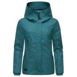 Outdoorjacke Ragwear "Vannesa", Gr. S (36), blau, Au&szlig;enmaterial: 100% Polyester. Innenfutter: 100% Polyester, gerade h&uuml;ftbedeckend, &Auml;rmel ohne &Auml;rmelschlitz Rippstrickb&uuml;ndchen, Jacken Outdoorjacke, Wasserdichte Damen &Uuml;bergangsjacke mit Kapuze