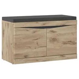 Sitzbank LIVING CHARM "Twist", braun (viking eiche, anthrazit), B:86cm H:49cm T:40cm, MDF, Spanplatte, Sitzbänke, Sitzbank Garderobenbank, Sitzkissen
