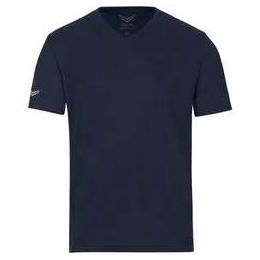 T-Shirt TRIGEMA "TRIGEMA V-Shirt COOLMAX", Damen, Gr. 3XL, blau (navy), 100% Polyester (recycelt), Shirts T-Shirt