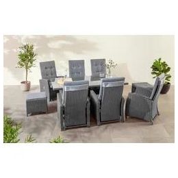 Garten-Essgruppe Konifera "»New Paris«", grau (dunkelgrau, dunkelgrau,), Aluminium, Wicker/Kunststoffgeflecht, Sitzmöbel-Sets, inkl. Auflagen, Aluminium/Polyrattan, Topseller