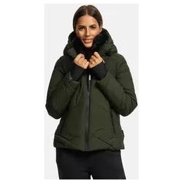 Winterjacke Marikoo "Simaraa", Damen, Gr. M, gr&uuml;n (schwarz olive), Obermaterial: 100% Polyester; Innenseite: 100% Polyester; Fellimitat: 100% Polyester, Jacken Winterjacke, mit abnehmbarem Kunstfellkragen