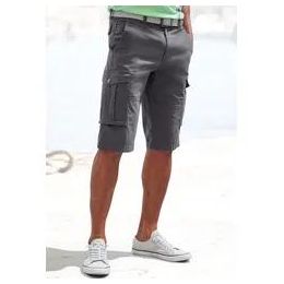 Cargobermudas John Devin "aus elastischer Baumwollmischung", Herren, Gr. 32, N-Gr, grau (anthrazit), Web, Obermaterial: 98% Baumwolle, 2% Elasthan, unifarben, bequem kniebedeckend, Hosen, mit Seitentaschen, 3/4 Shorts