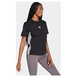 T-Shirt Adidas SPORTSWEAR "ESSENTIALS 3-STREIFEN COTTON", Damen, Gr. XL, schwarz-wei&szlig; (schwarz, wei&szlig;), Obermaterial: 100% Baumwolle, normal, Rundhals, Shirts T-Shirt