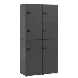 Garderoben-Set Schildmeyer "Locked Spind Schrank Set mit 4 Spinden", grau (anthrazit), Zahlenschloss, Holzwerkstoff, Kastenmöbel-Sets, 2x Spind mit 1 Tür, 2 x Spind mit 2 Türen, Made in Germany