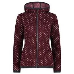 Strickfleecejacke CMP "WOMAN JACKET FIX HOOD", Damen, Gr. 34, rot (burgundy, bia), Strick, Obermaterial: 100% Polyester, hoch geschlossener Ausschnitt, eingefasste Kante, Jacken, wärmend, Übergangsjacke