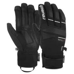 Skihandschuhe Reusch "Thunder R-TEX XT", Damen, Gr. 9.5, grau (schwarz, wei&szlig;), 80% Polyester, 14% Ziegenleder, 3% Polyurethan, 3% Elasthan, unifarben, Handschuhe, mit wasser- und winddichter Membran