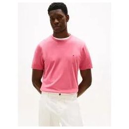 T-Shirt Tommy Hilfiger "ESSENTIAL REG FIT SOLID TEE mit Stickerei und Rundhals", Herren, Gr. M, vintage rosy, Single Jersey, Obermaterial: 100% Baumwolle, Basic, Rundhals, Shirts, unifarben, casual, regular fit, Baumwolle, Rundhals