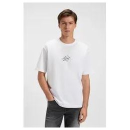 T-Shirt BOSS ORANGE "Te voyage", Herren, Gr. M, weiß (weiß100), Single Jersey, Obermaterial: 100% Baumwolle, unifarben, regular fit hüftlang, Rundhals, Shirts, mit coolem Logo-Druck