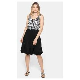 Volantrock sheego, Damen, Gr. 54, schwarz, 95% Viskose, 5% Elasthan, unifarben, knielang, Röcke
