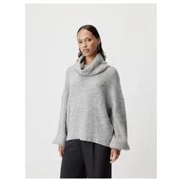 Strickpullover LEGER "Jarine, LeGer by Lena Gercke", Damen, Gr. 42, light grau melange, Strick, Obermaterial: 56% Polyacryl, 44% Polyamid, unifarben, loose fit hüftlang, Rundhals, eingesetzt gerader Abschluss, Pullover, Loose fit mit Rundhalsausschnitt