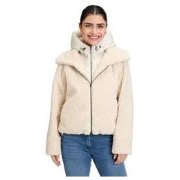 AMBER & JUNE Plüschjacke AMBER & JUNE "Damen Plüschjacke mit abnehmbarem Westenteil", Damen, Gr. 42, grau, Plüsch, Obermaterial: 100% Polyester. Besatz: 100% Polyamid. Futter: 100% Polyester., lässig geschnitten, Jacken