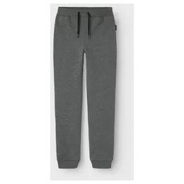 Jogginghose name it "NKMSWEAT für Jungen mit verstellbarem Bund und Kordelzug", Jungen, Gr. 158, N-Gr, grau (dunkelgrau melange), Sweatware, Obermaterial: 80% Baumwolle, 20% Polyester, unifarben, regular fit knöchellang, Hosen, unifarben, casual, regular fit, Baumwollmix, Rundhals