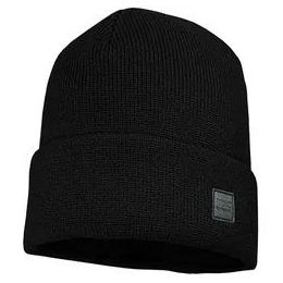 Beanie MaxiMo, Baby, Gr. 55, schwarz, Strick, Baumwolle, unifarben, Mützen, Strick, breiter Umschlag, gefüttert, wärmend, weich, unifarben