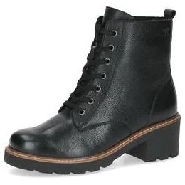 Schnürstiefelette Caprice, Damen, Gr. 37, schwarz, Leder, Schuhe, Blockabsatz, Schnürboots, Herbstboots mit dezenter Logoprägung