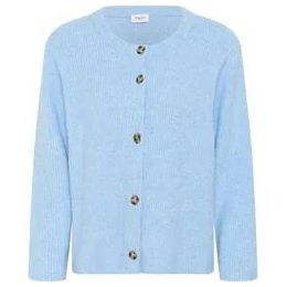 Strickjacke SAINT TROPEZ "MaleenSZ Cardigan", Damen, Gr. M, blau (starlight blau), Strick, Obermaterial: 53% Baumwolle, 25% Polyamid, 20% Polyester, 2% Elasthan, unifarben, regular fit normal, Rundhals, Strickjacken Strickjacke