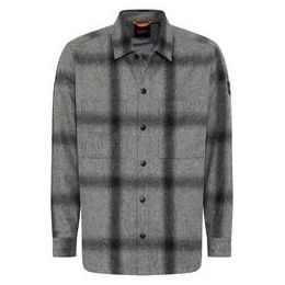 Langarmhemd BOSS ORANGE "Locky", Herren, Gr. XXL, N-Gr, open grau062, Web, Obermaterial: 50% Wolle, 50% Polyester. Futter: 100% Nylon, kariert, meliert, oversize normal, Rundhals, 1-Knopf-Manschette, Hemden, melierte Wollmischung, Karo-Design, oversize fit