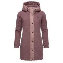 Outdoorjacke Ragwear "Cousy", Damen, Gr. XXXL(46), lila (mauve), Obermaterial: 100% Polyester, Innenfutter: 100% Polyester, figurumspielend ca. Mitte Oberschenkel, hoch geschlossener Ausschnitt, Ärmel ohne Ärmelschlitz normaler Saum mit innenliegendem Gummizug, Jacken, flauschige Übergangsjacke mit Teddyfell und Kapuze